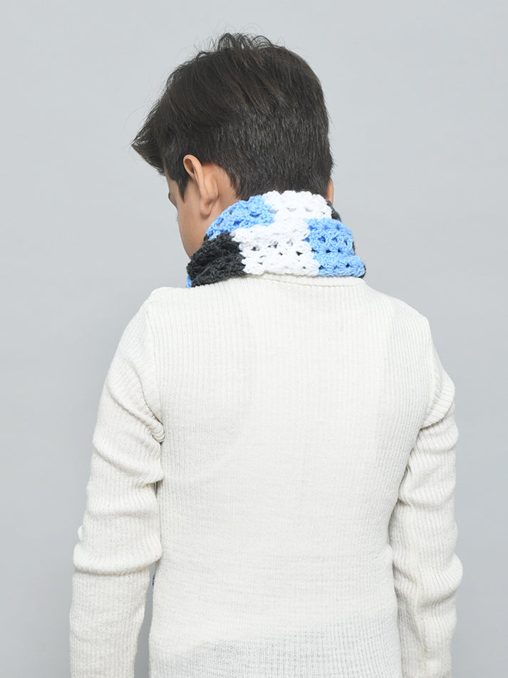 Grey & Blue Handmade Woollen Muffler For Kids – FunKrafts Shop